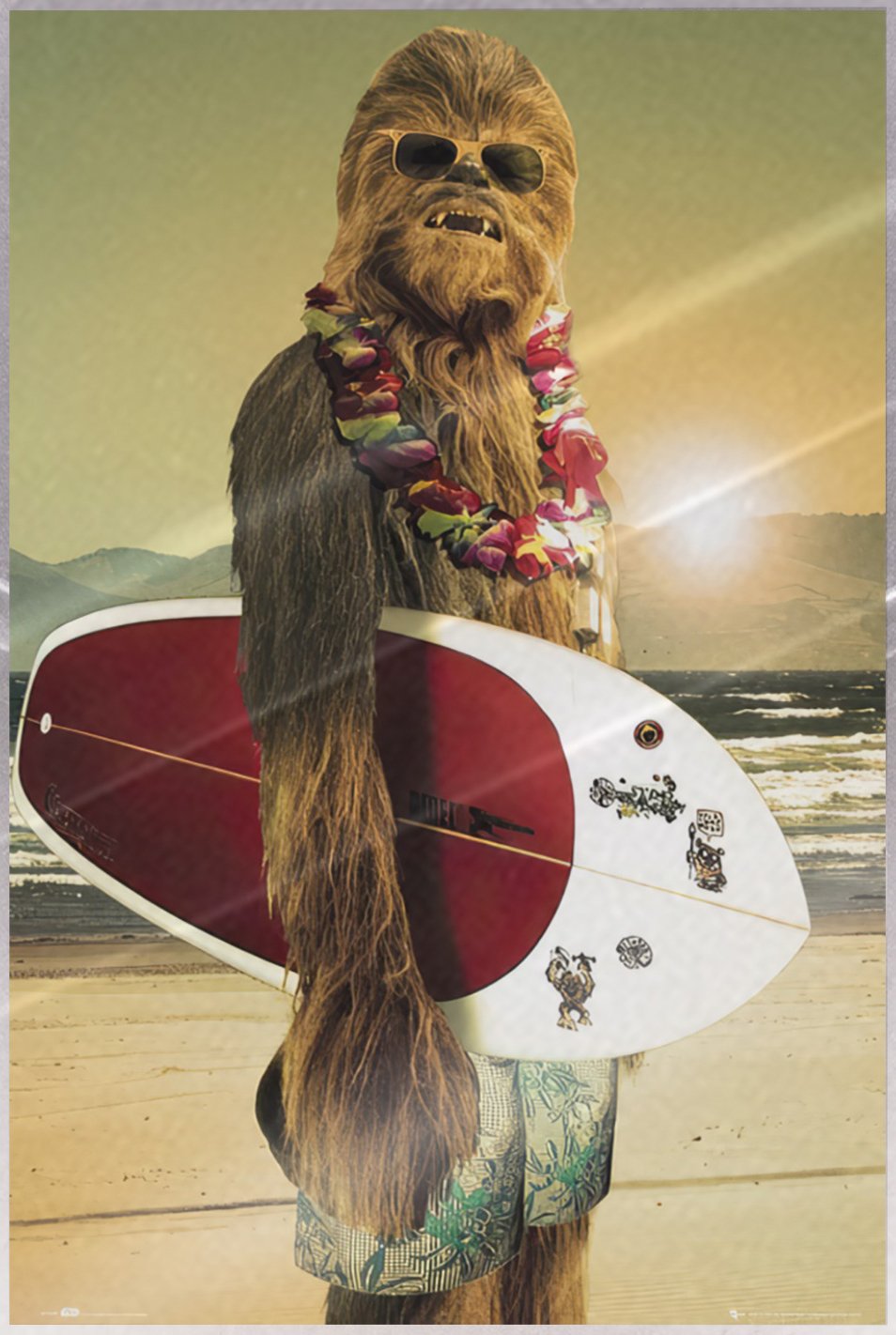 Star Wars - Movie Poster (Chewbacca with Surfboard) (Size: 24 x 36 ...