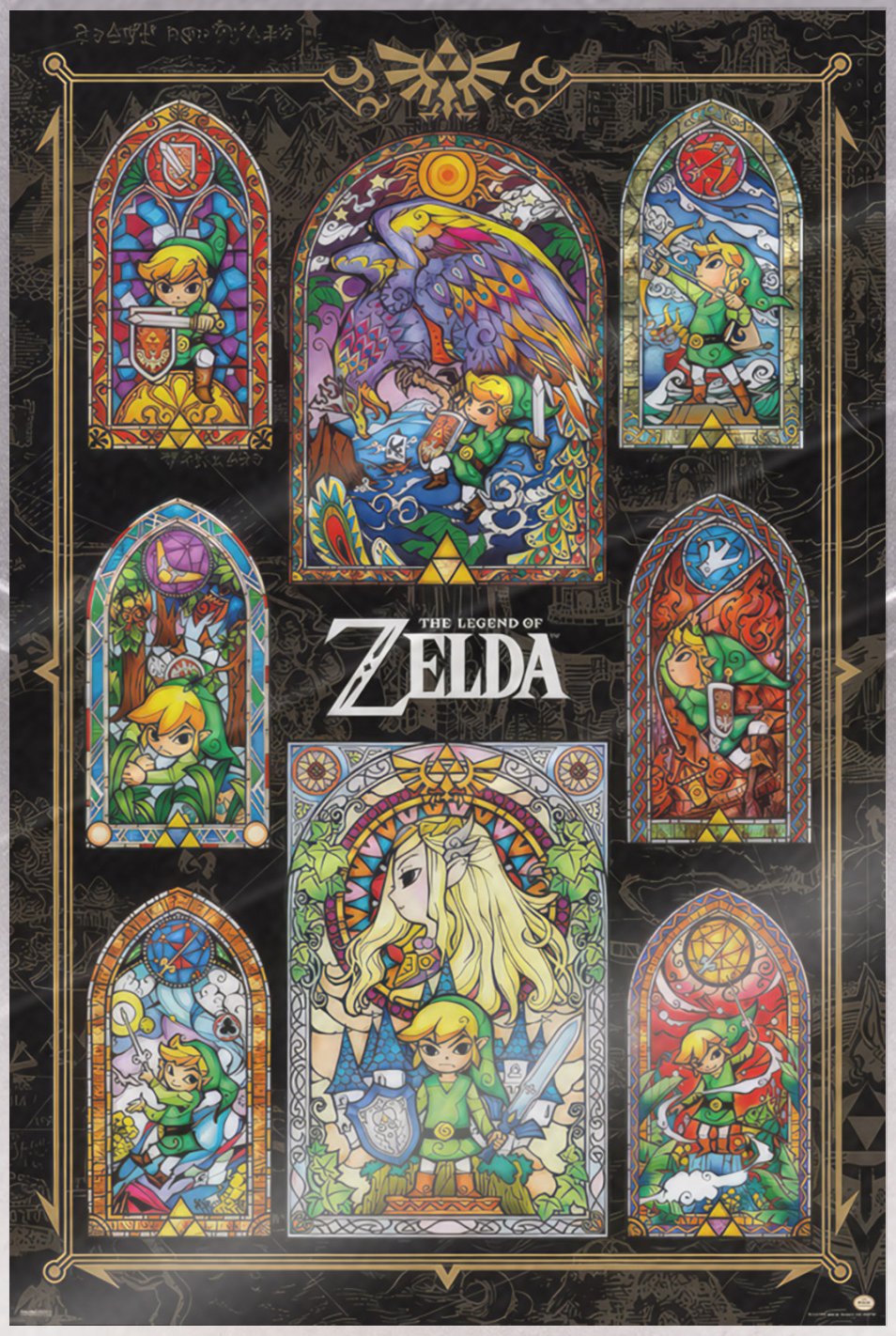 The Legend Of Zelda - Gaming Poster (Stained Glass Windows) (LAMINATED ...